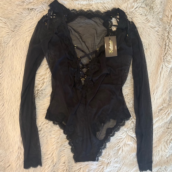 Frederick's of Hollywood | Tops | Nwt Black Lace Bodysuit | Poshmark